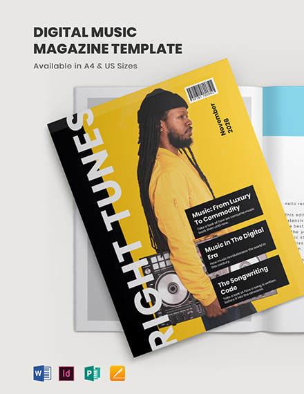 Simple Music Magazine Template - InDesign, Word, Apple Pages, Publisher ...