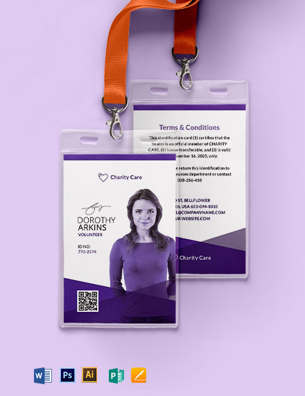 Charity Foundation ID Card Template - Download in Word, Illustrator ...