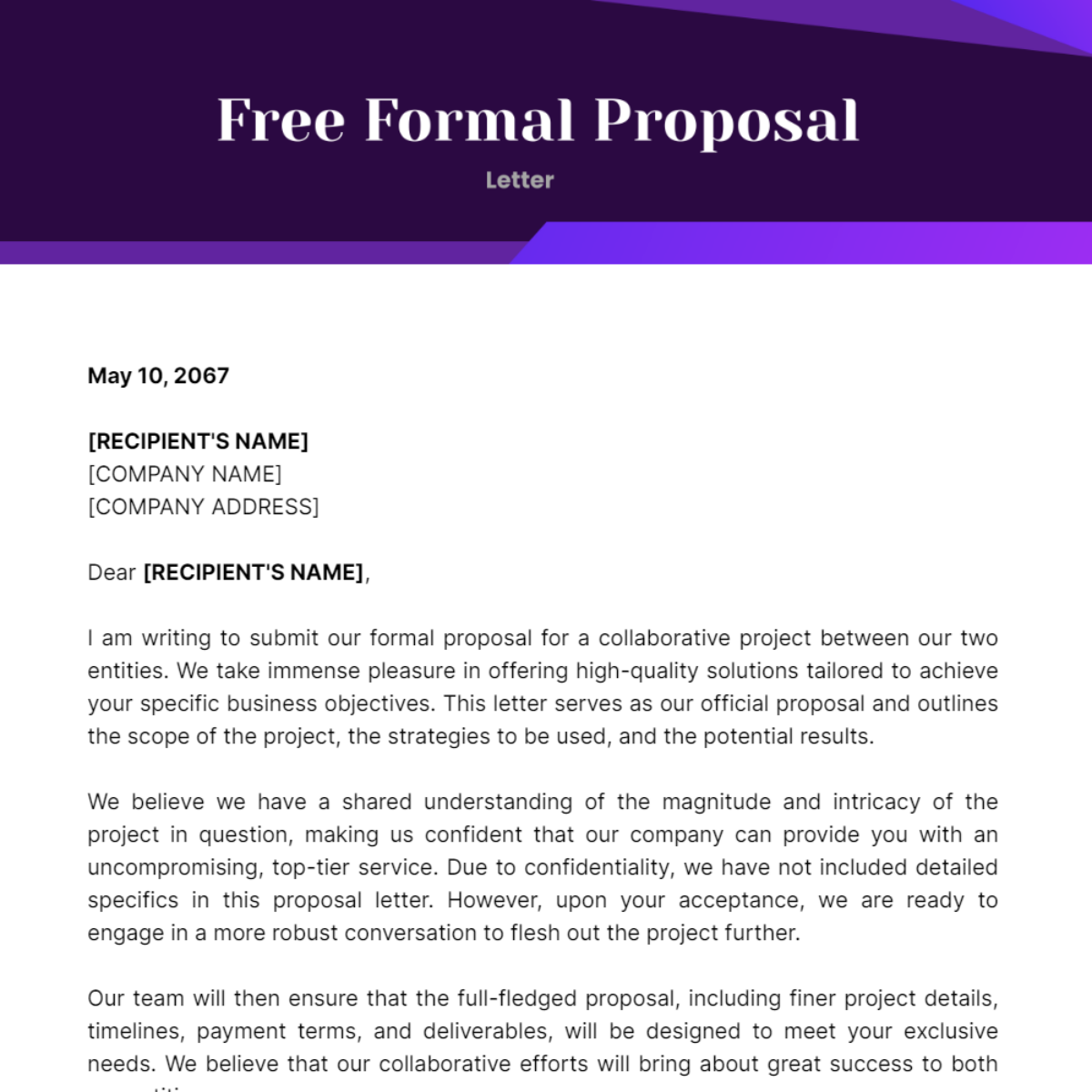 Free Formal Proposal Letter - Edit Online & Download | Template.net