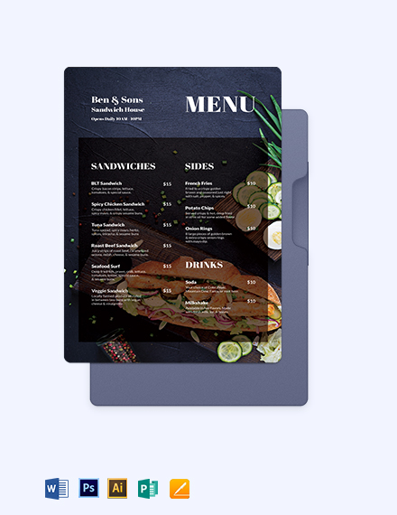 Sumptuous Sandwich Menu - 22+ Free Design Templates in PSD, AI