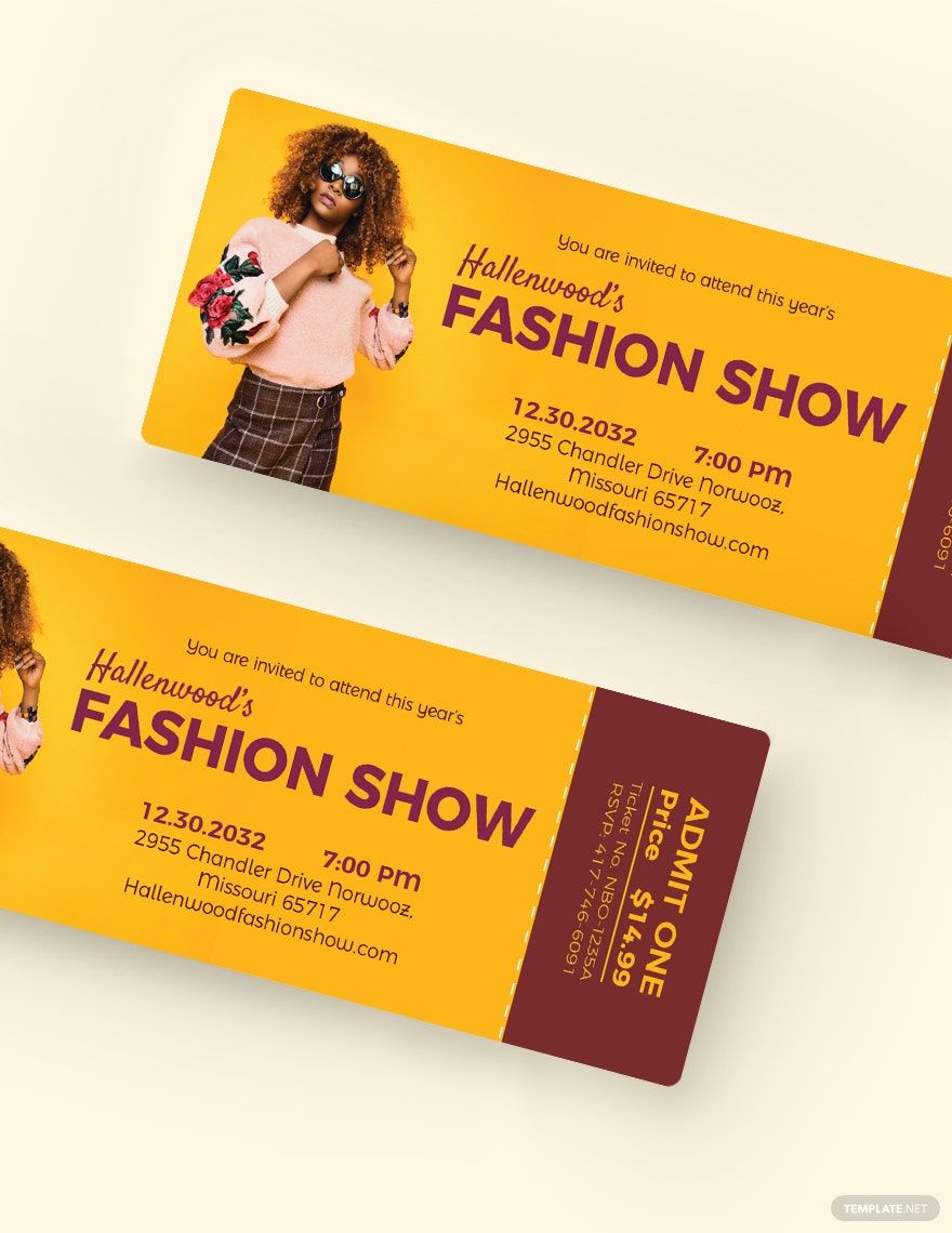 Fashion Show Event Ticket Template Download In Word Illustrator PSD 