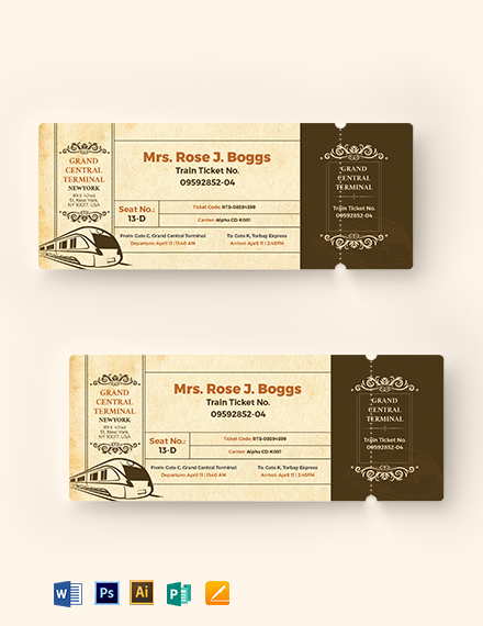 15 Train Ticket Templates In AI Word Pages PSD Publisher