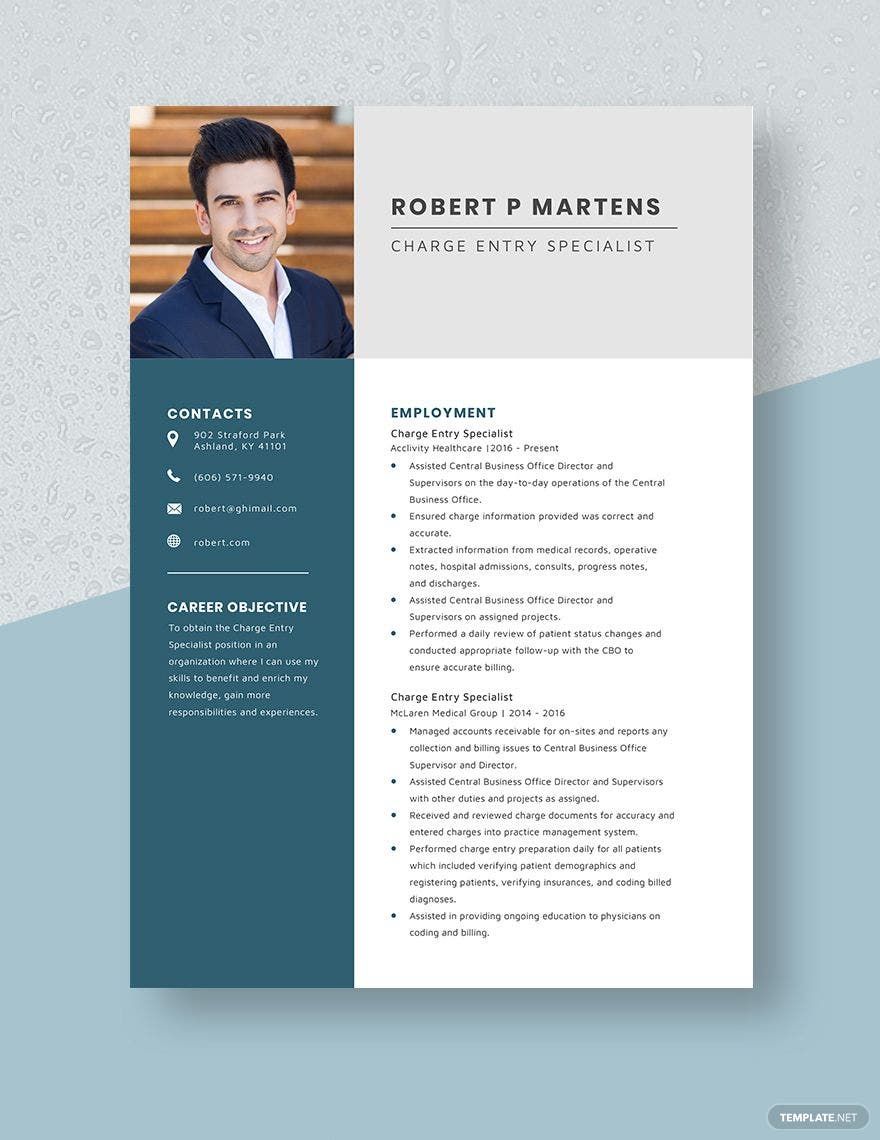 Free Charge Entry Specialist Resume Download In Word Apple Pages