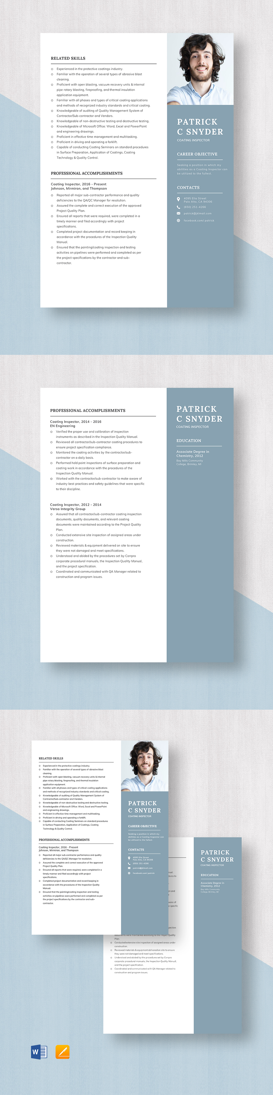 Coating Inspector Resume Template - Word, Apple Pages | Template.net