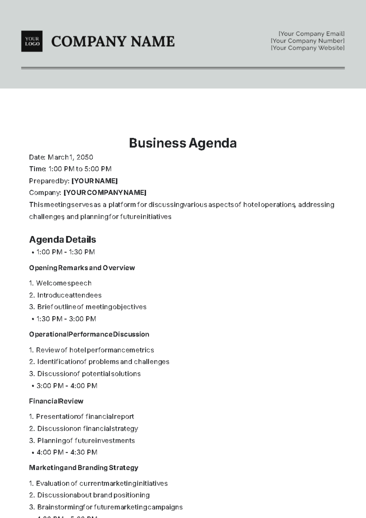 Free Agenda Templates, Editable and Printable
