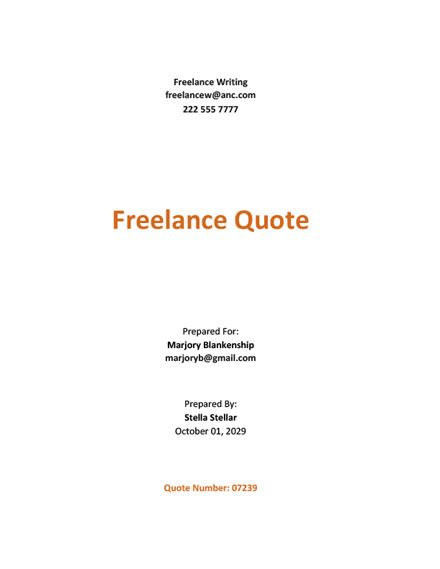 Freelance Quotation Template - Google Docs, Google Sheets, Excel, Word ...