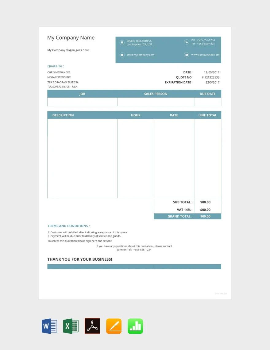 Shop Quotation Template - Google Docs, Word | Template.net