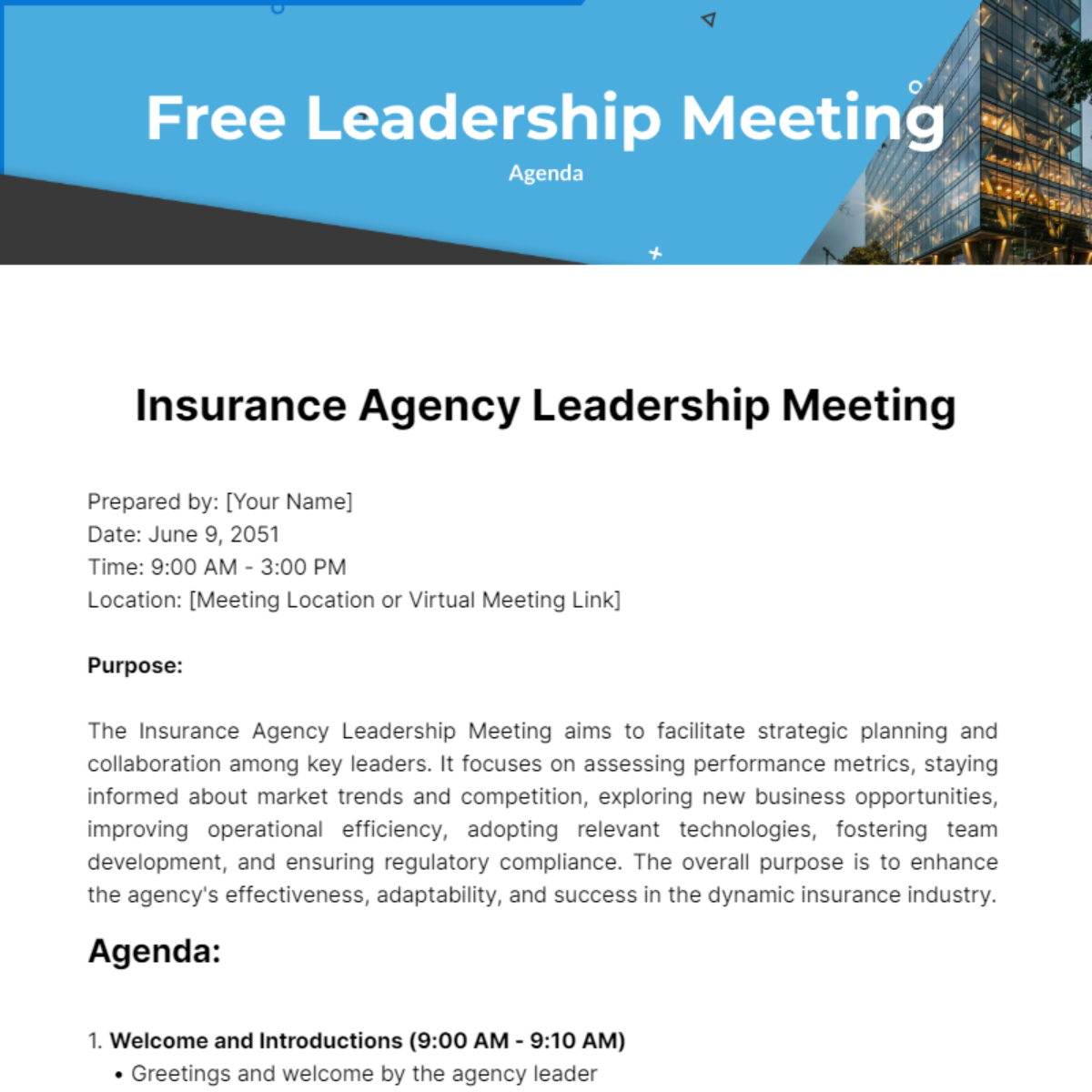 Free Leadership Meeting Agenda - Edit Online & Download | Template.net