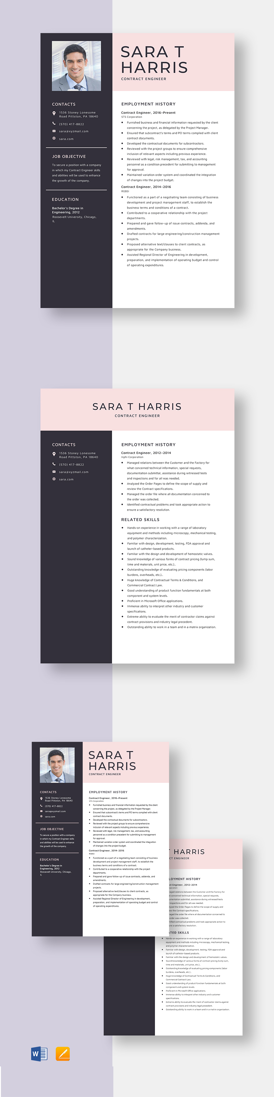 Free Contract Engineer Resume Template - Word, Apple Pages | Template.net