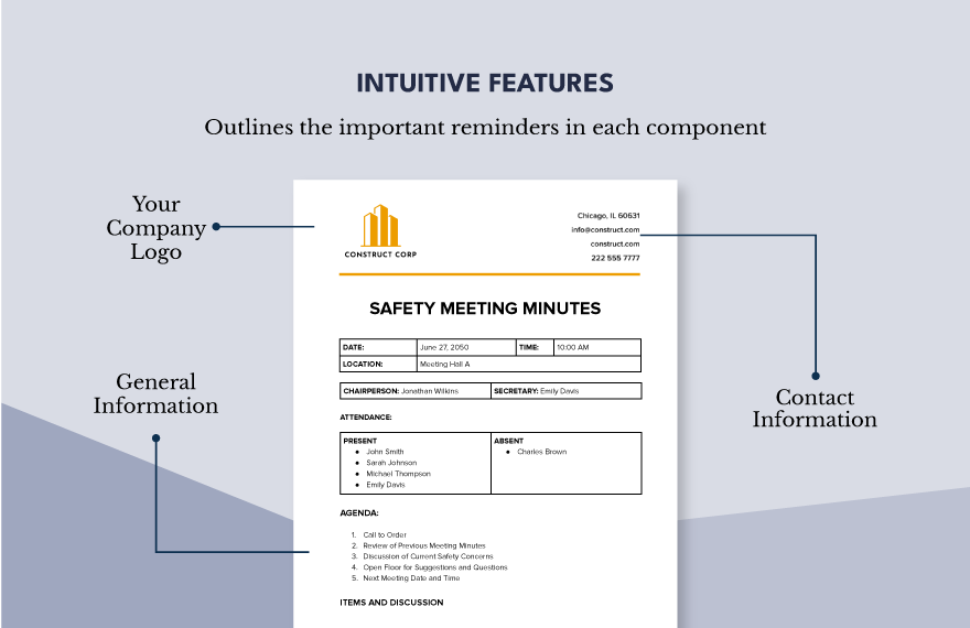 Safety Meeting Minutes Template - Word, Google Docs, PDF, Apple Pages ...