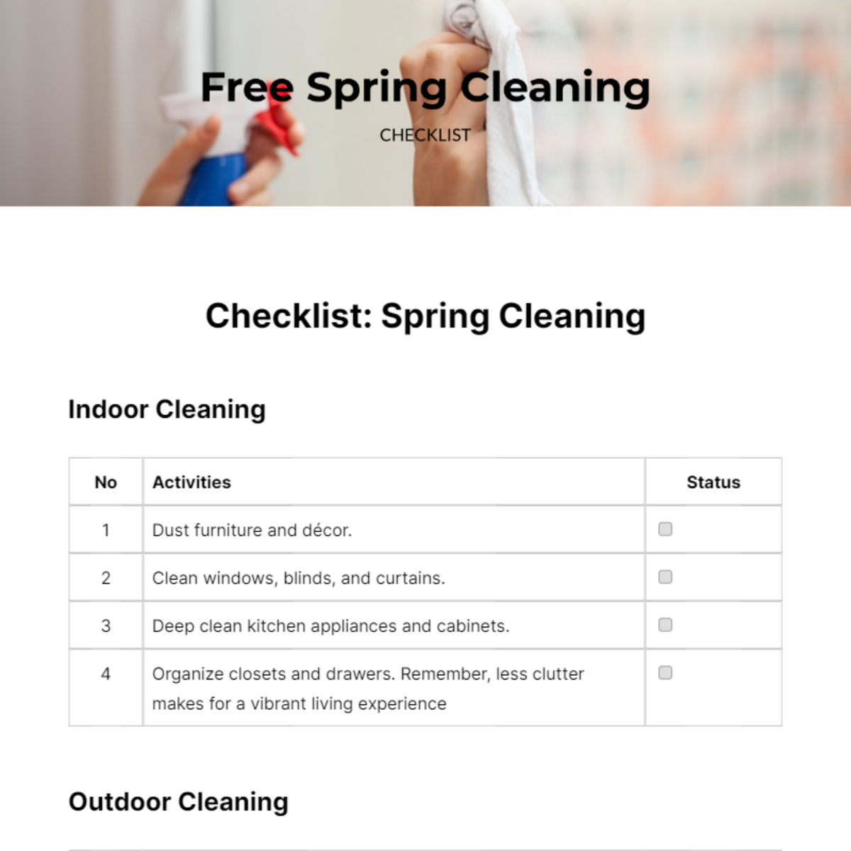 Spring Cleaning Checklist