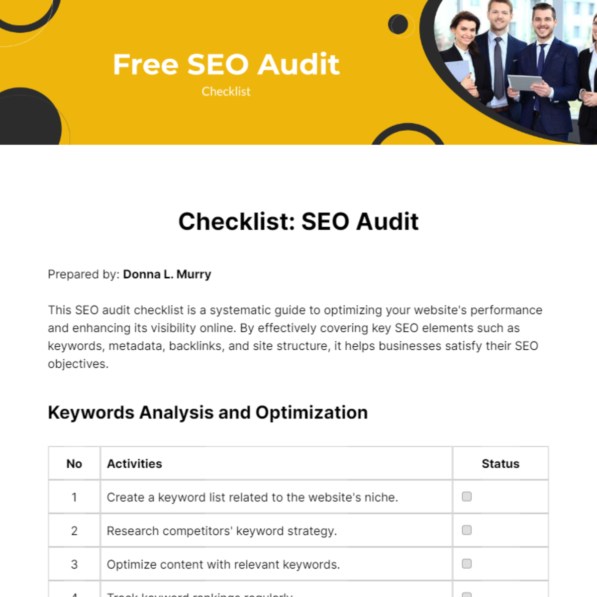 SEO Audit Checklist