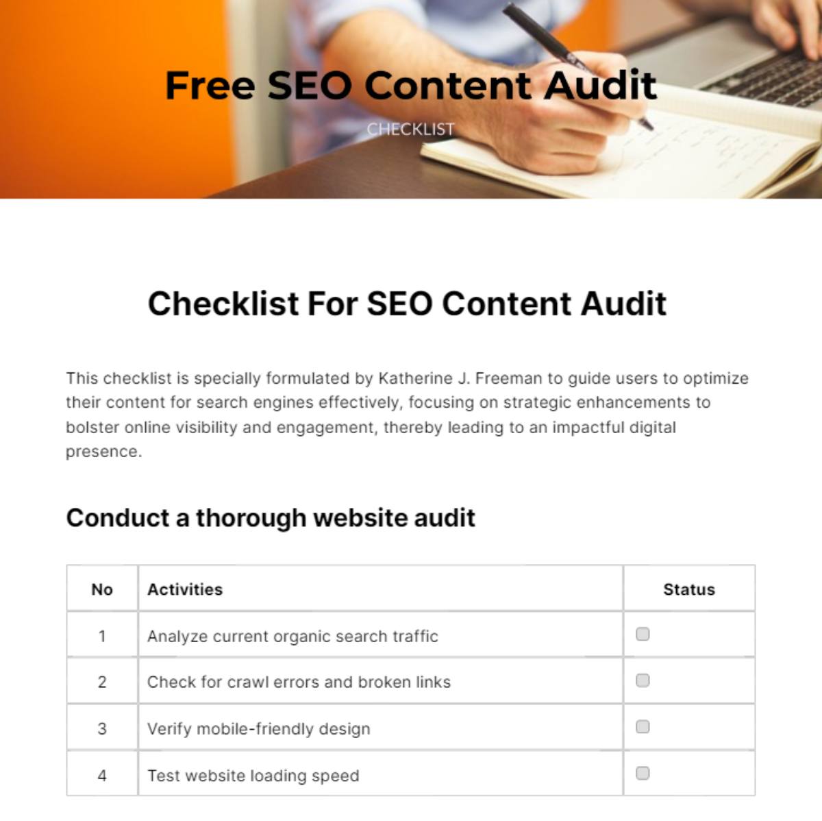 SEO Content Audit Checklist Template - Edit Online & Download Example ...