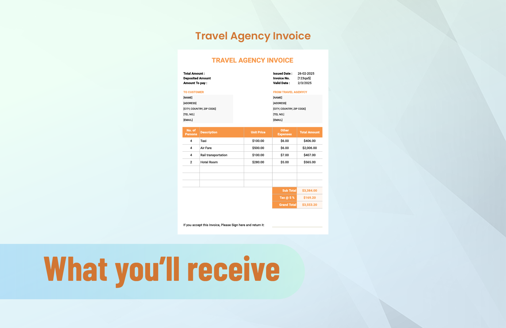 Travel Agency Company Invoice Template - Download in Word, Google Docs ...