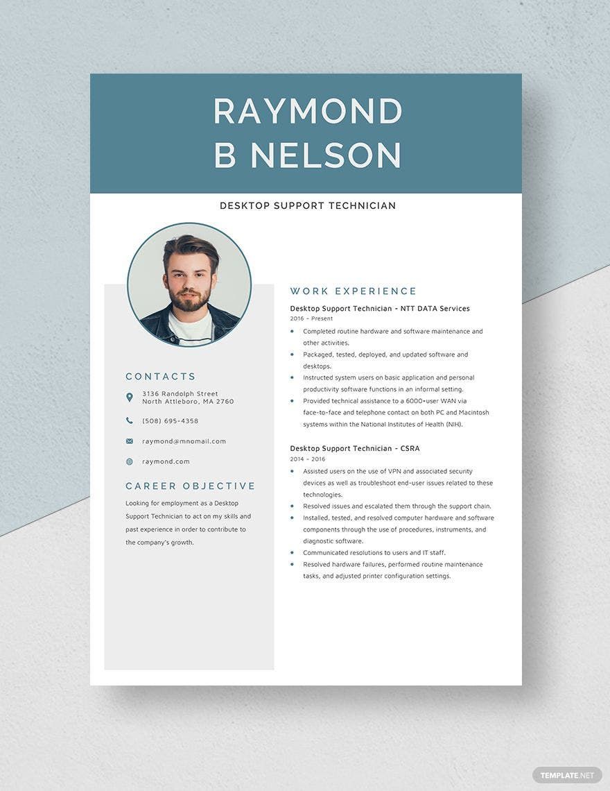 Desktop Support Technician Resume Download In Word Apple Pages Template