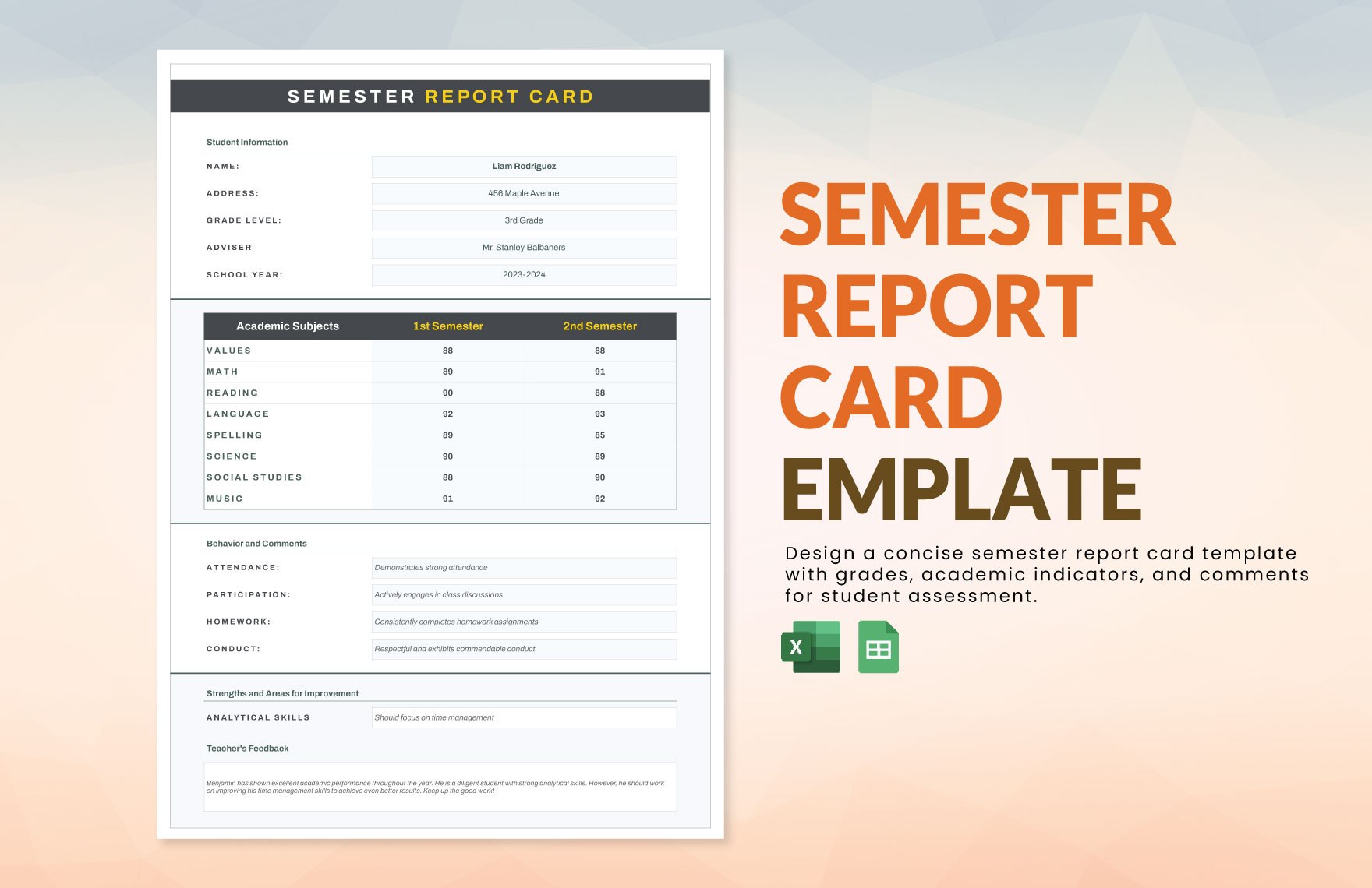 Report Card In Excel Sheet Format Infoupdate