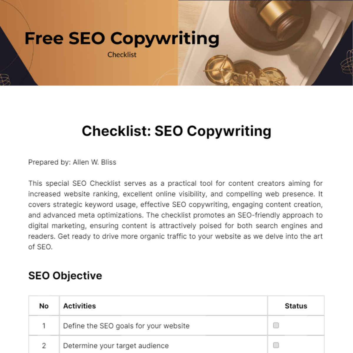SEO Copywriting Checklist SEO Copywriting Checklist
