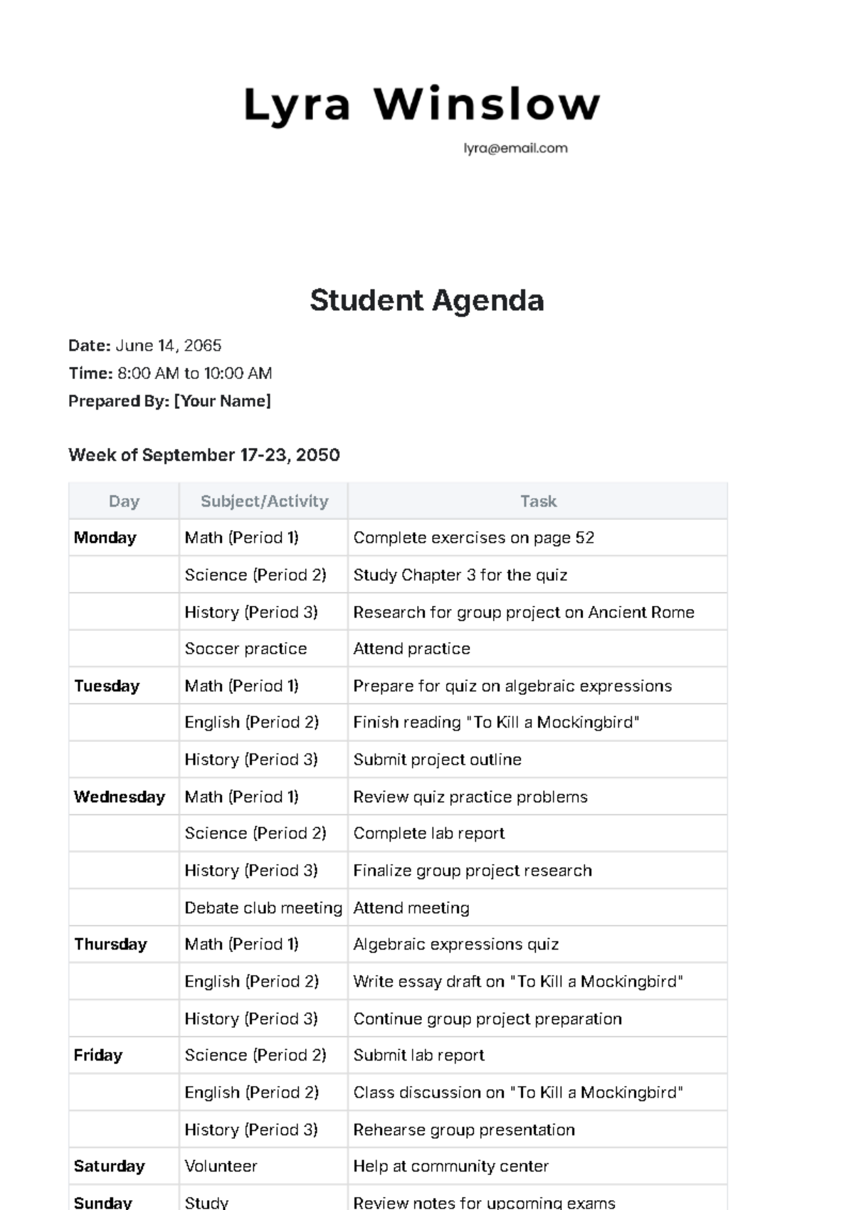 Free Student Agenda Template To Edit Online Free Student Agenda Template To Edit Online