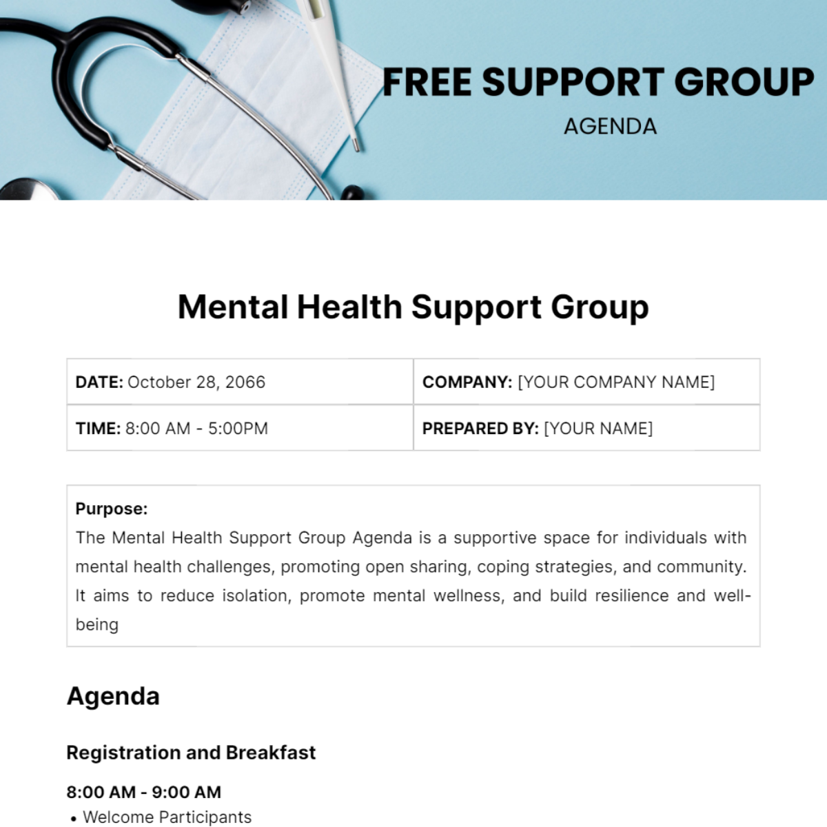 Support Group Agenda - Edit Online & Download Example