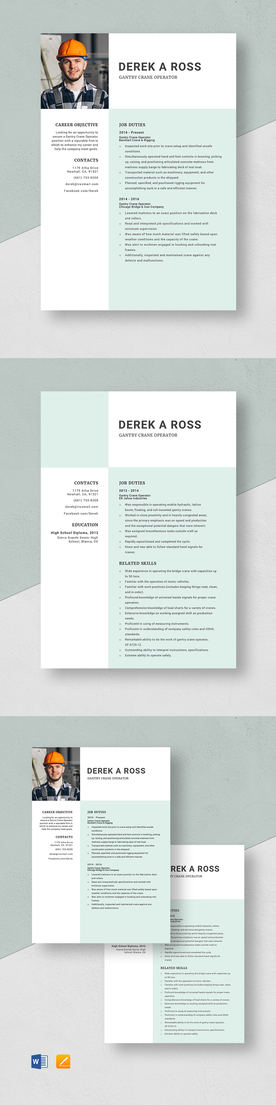 Free Gantry Crane Operator Resume Template - Word, Apple Pages ...