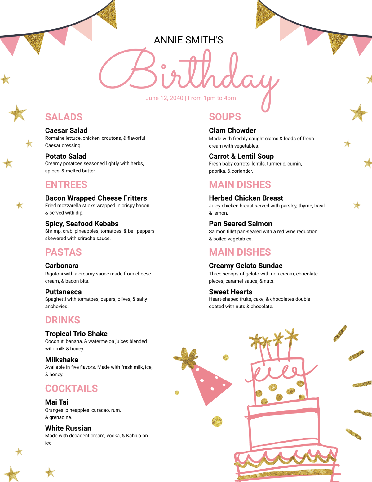 Free Custom Birthday Menu Template To Edit Online Free Custom Birthday Menu Template To Edit Online