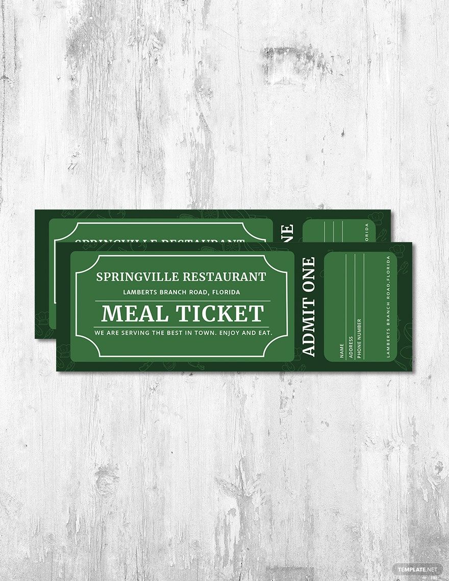 FREE Meal Ticket Template Download In Word Google Docs PDF 