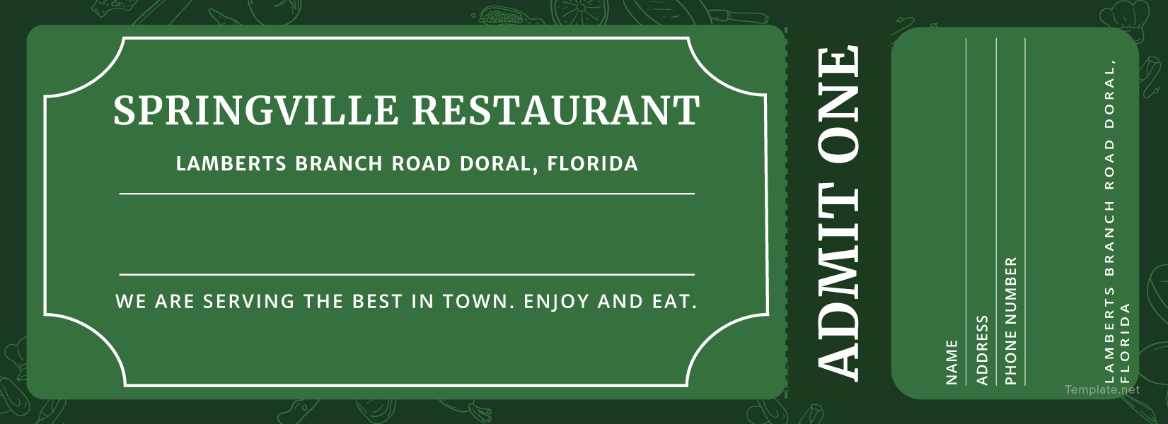 Meal Ticket Template In Adobe Illustrator Photoshop Microsoft Word 