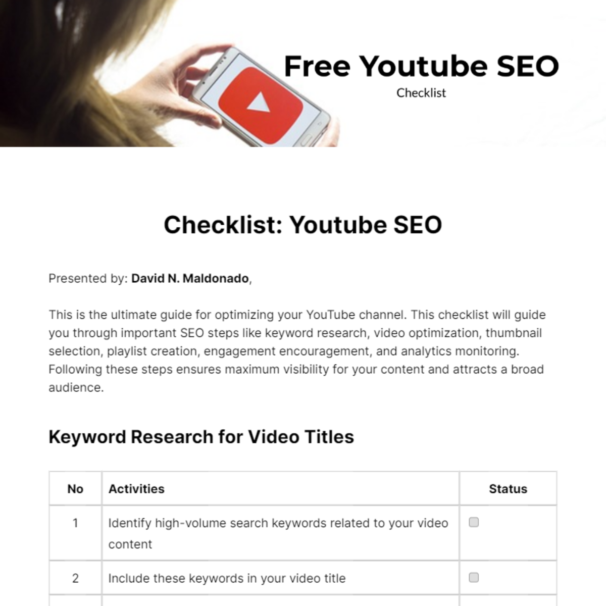 Youtube SEO Checklist
