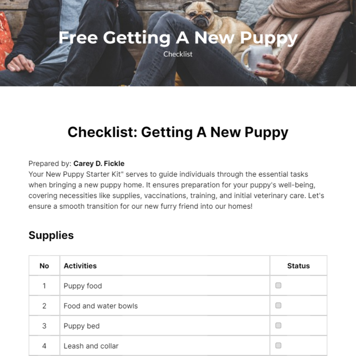 Getting A New Puppy Checklist Getting A New Puppy Checklist