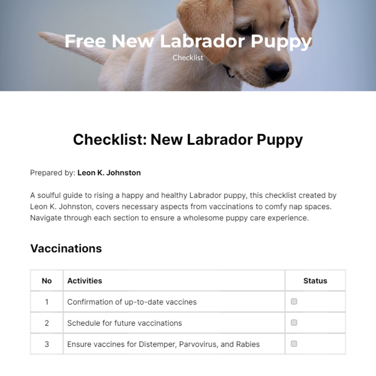 New Labrador Puppy Checklist