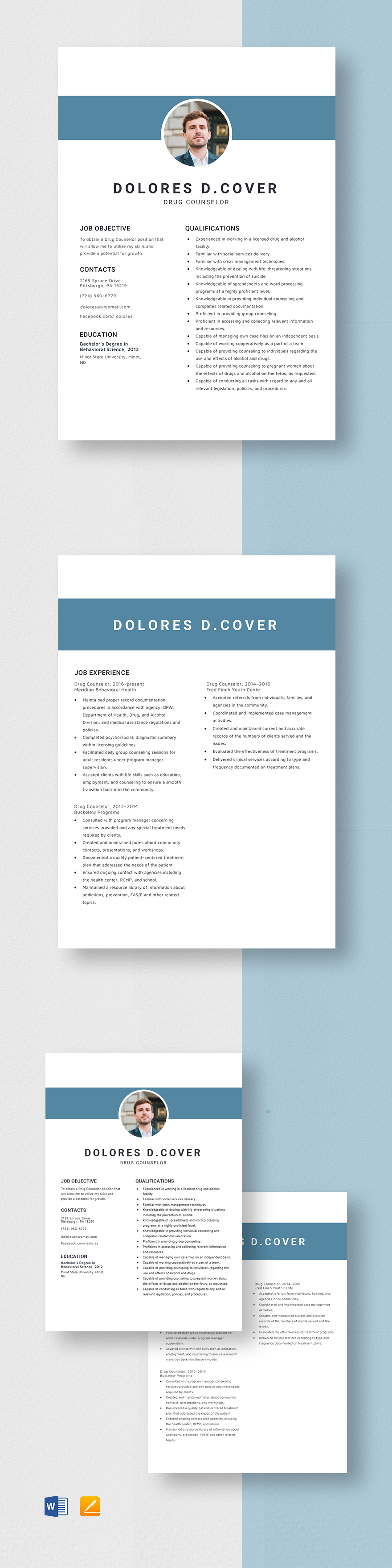 Free Drug Counselor Resume Template - Word, Apple Pages | Template.net