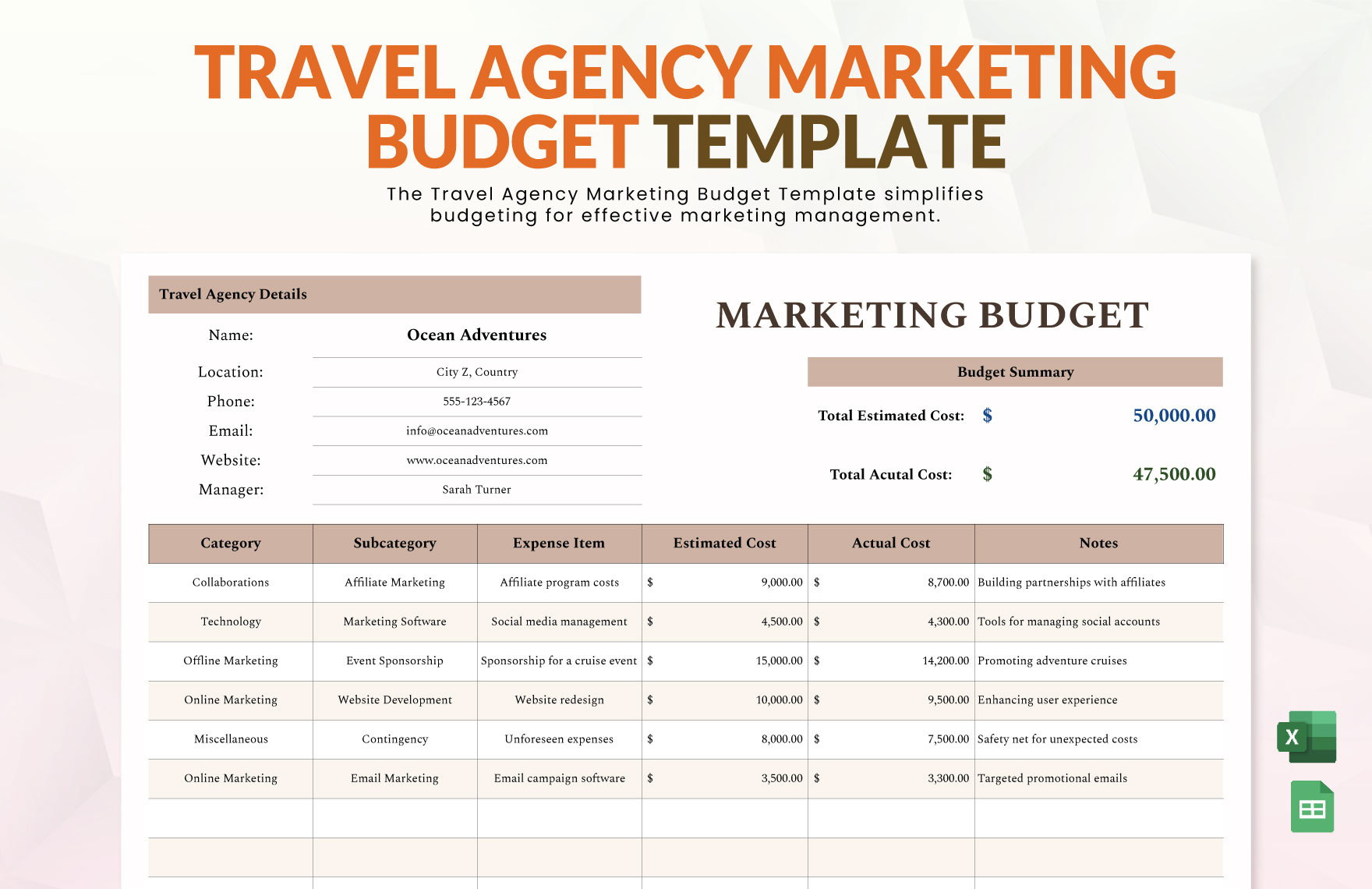 Editable Travel Agency Templates In Excel To Download
