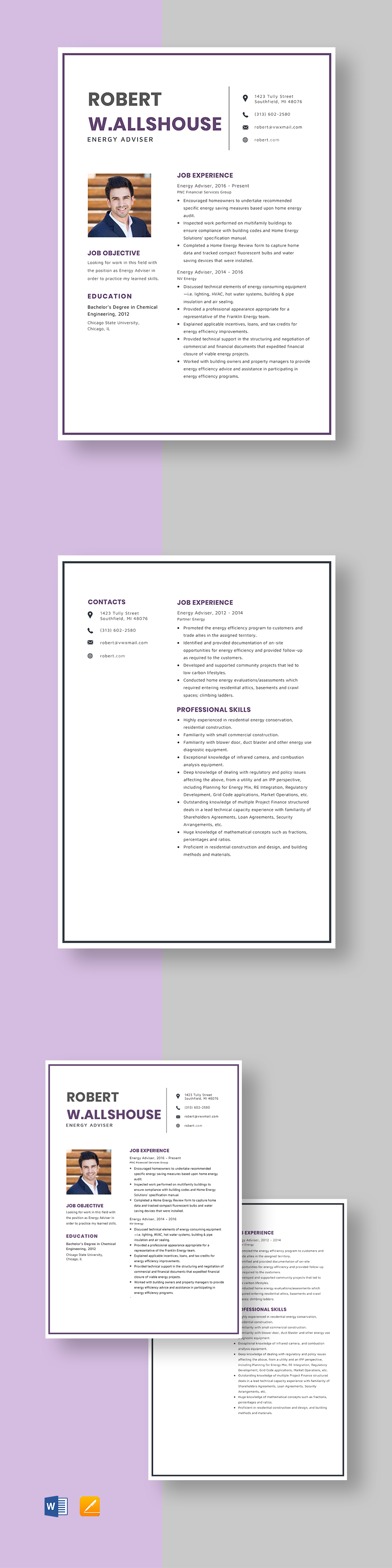 Free Energy Adviser Resume Template - Word, Apple Pages | Template.net