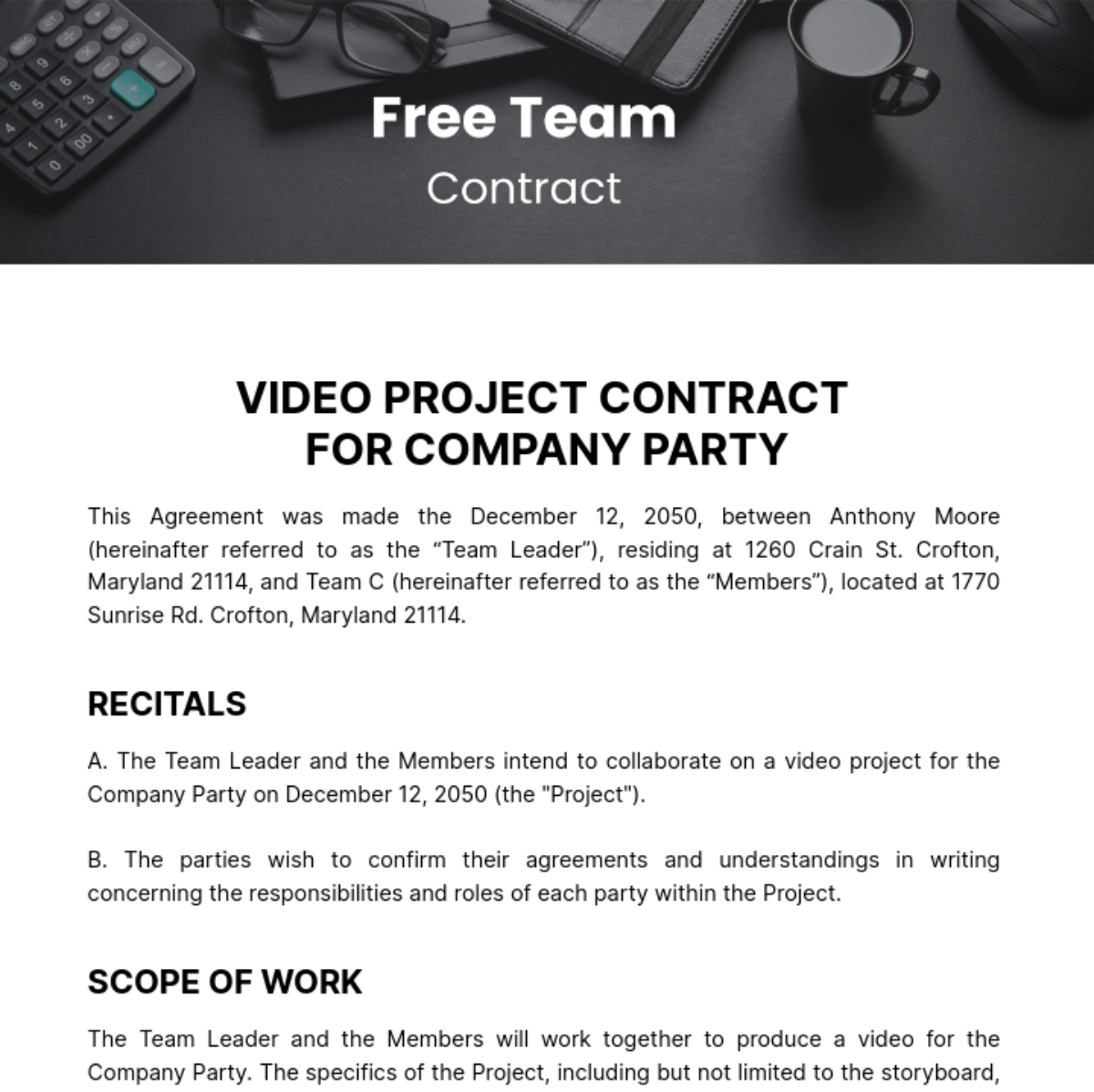 Team Contract Template - Edit Online & Download Example | Template.net