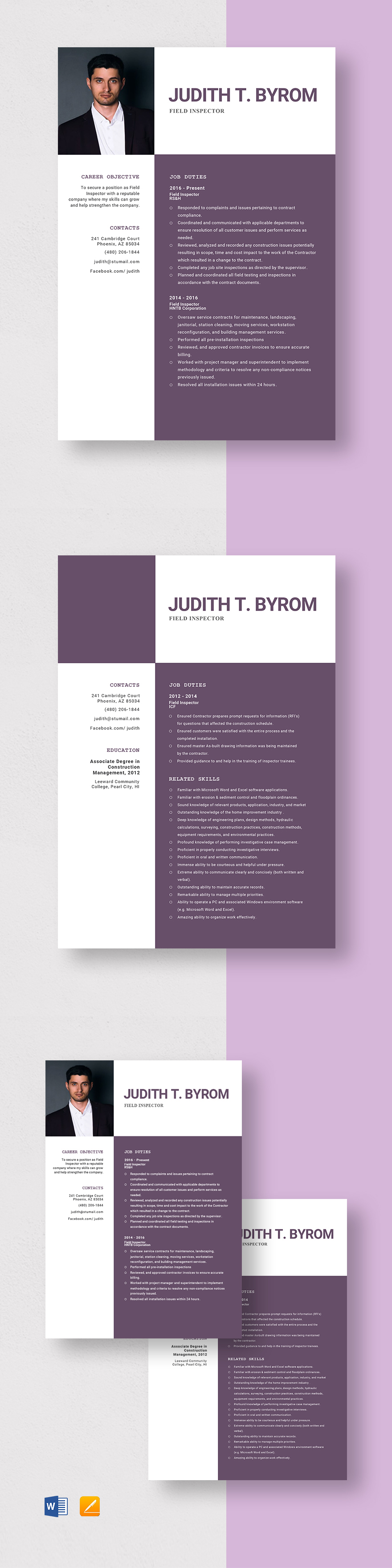 Free QC Inspector Resume Template - Word, Apple Pages | Template.net