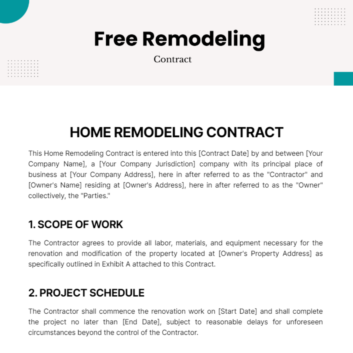 General Contractor Contract Template - Edit Online & Download Example ...