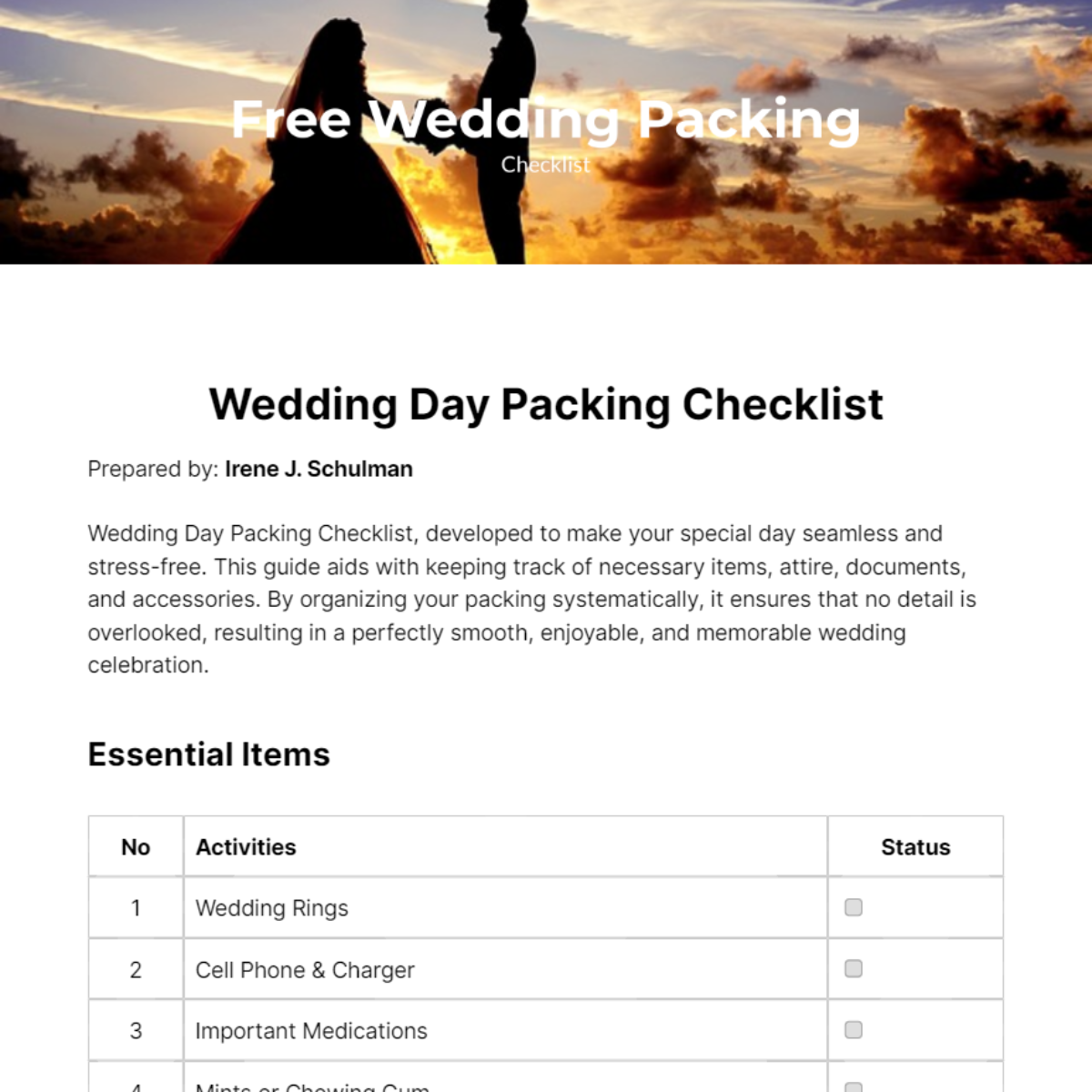 Wedding Packing Checklist
