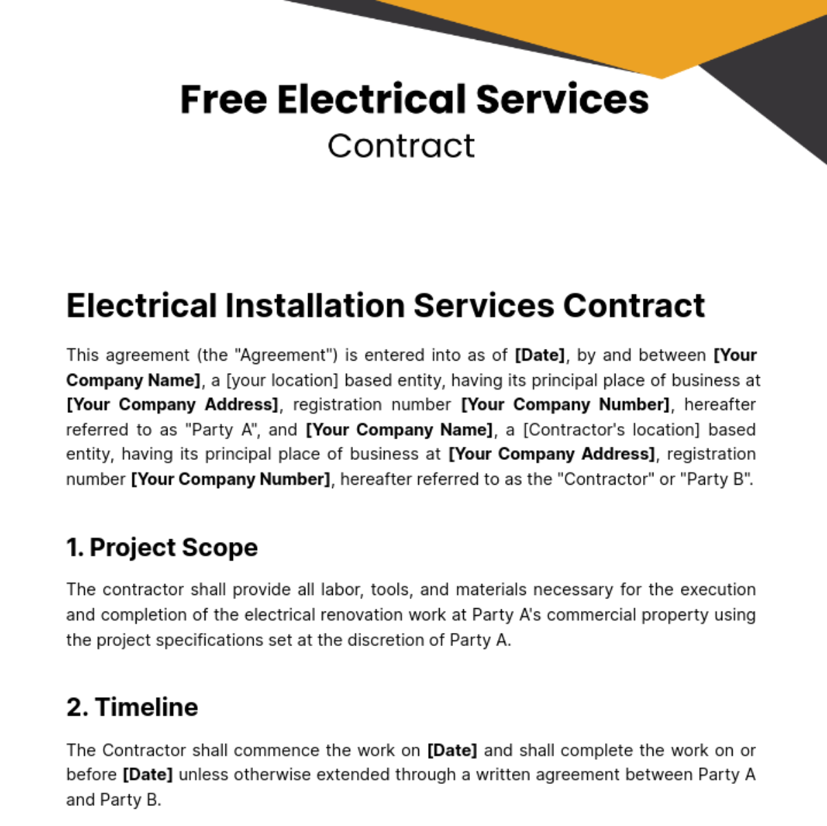 Electrical Contract Template - Edit Online & Download Example ...