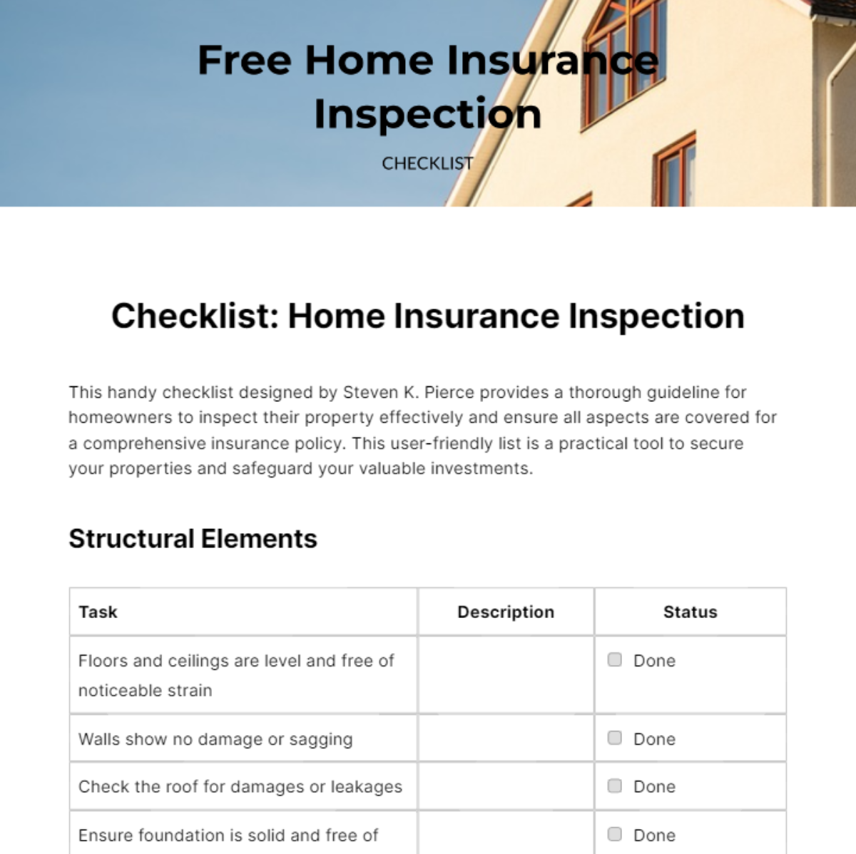 Home Insurance Inspection Checklist Template - Edit Online & Download ...