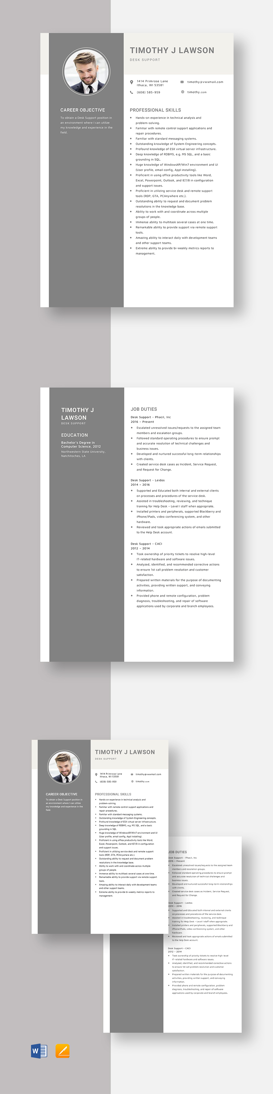 Free Desk Support Resume Template Word Apple Pages Template