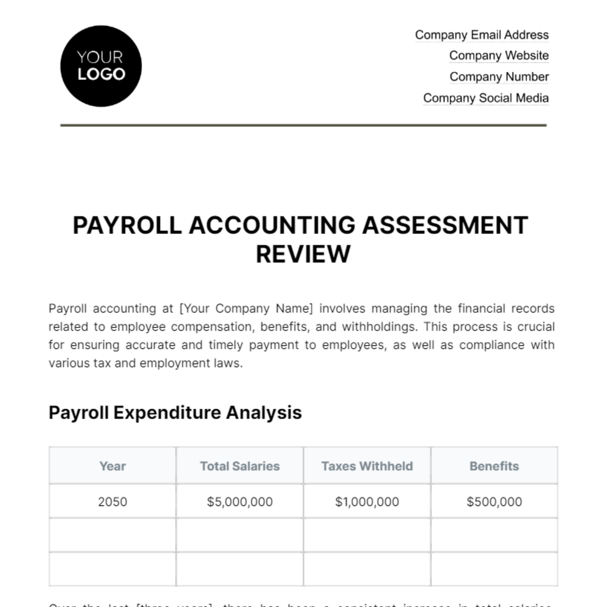 Payroll Accounting Assessment Review Template Edit Online Download