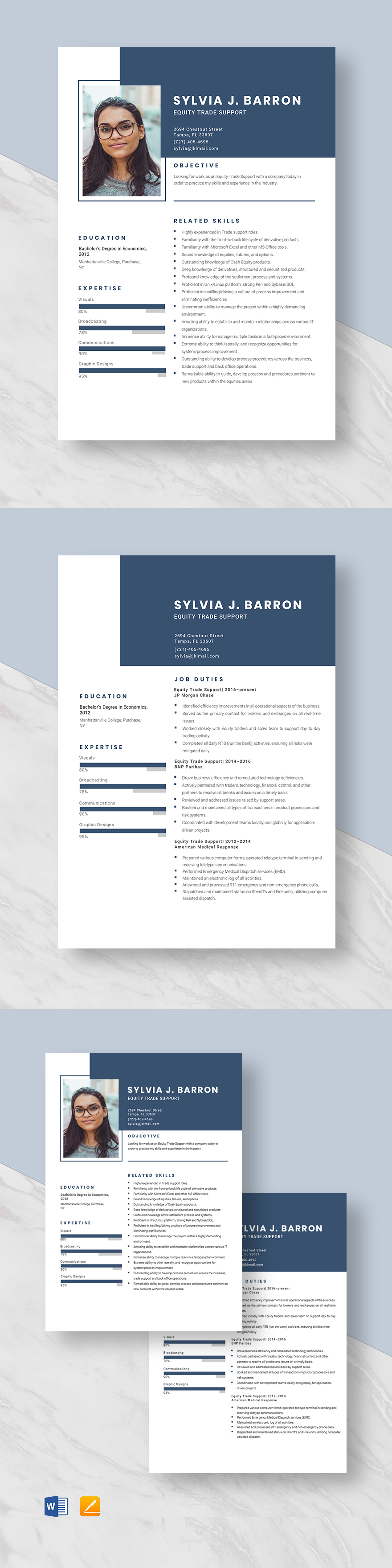 Free Equity Trade Support Resume Template - Word, Apple Pages ...