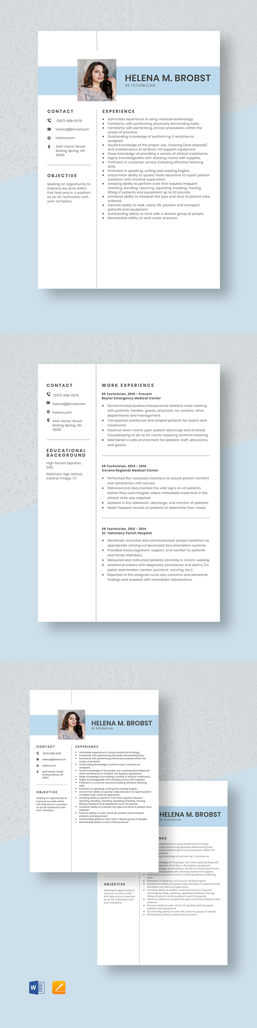 Free ER Technician Resume Template - Word, Apple Pages | Template.net