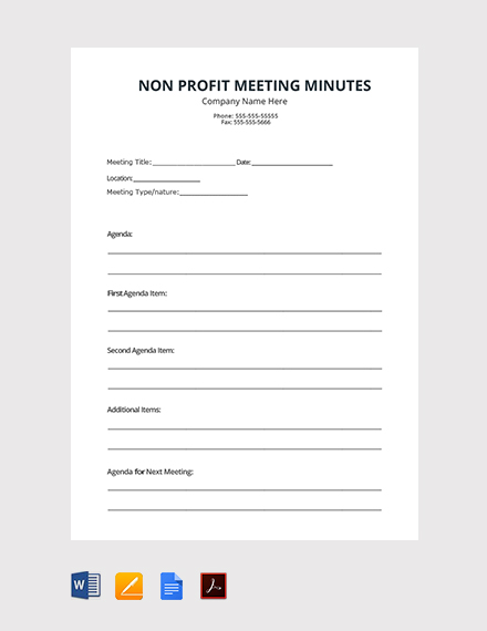FREE Non Profit Meeting Minutes Template PDF Word DOC Apple 