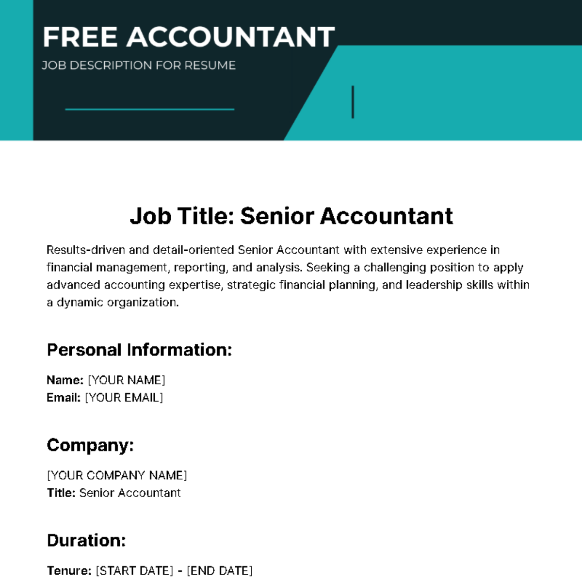 Accountant Job Description For Resume Template Edit Online Download