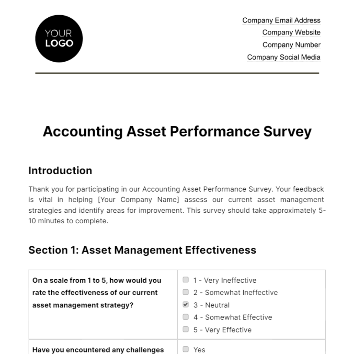 Account Monitoring Survey Template - Edit Online & Download Example ...