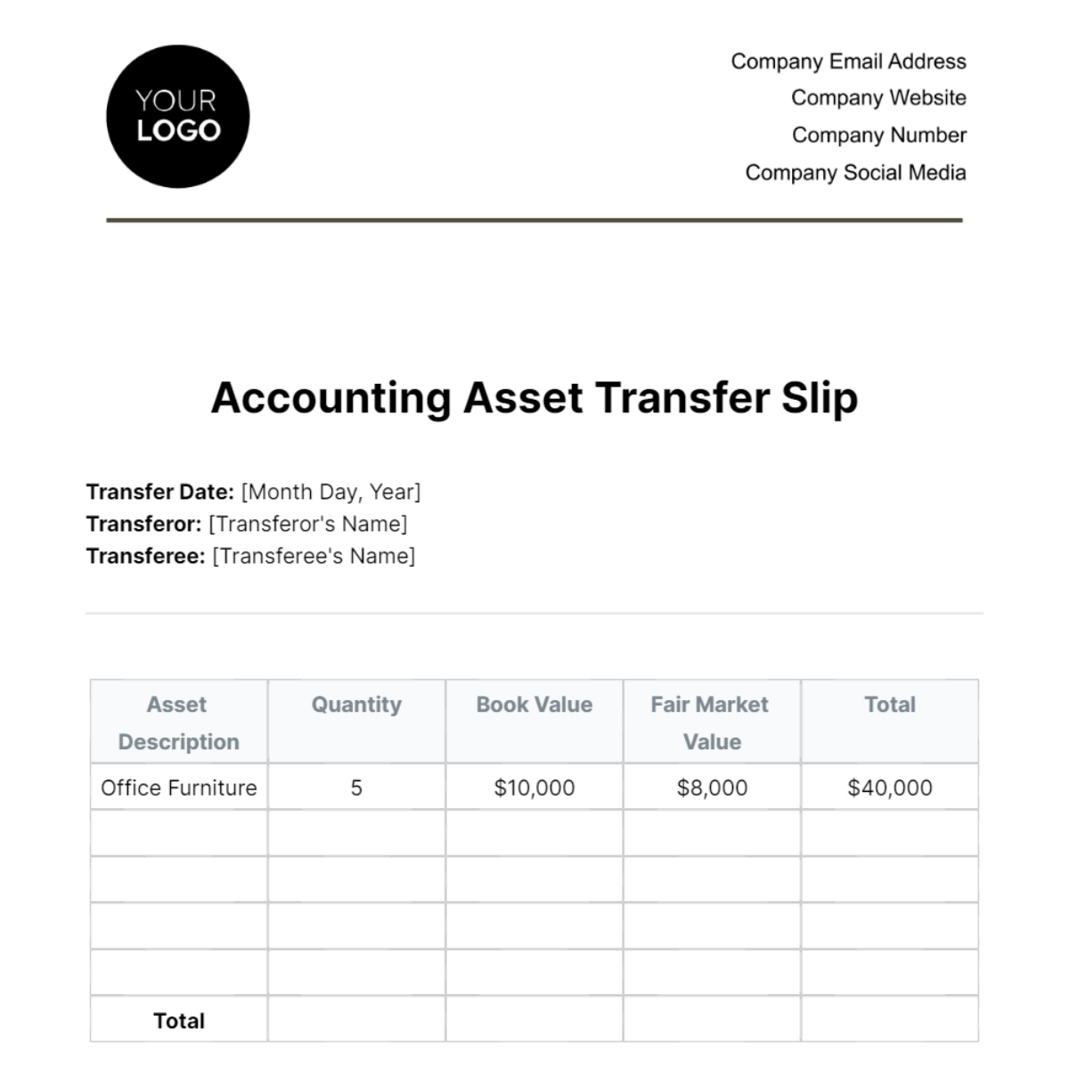 Accounting Asset Transfer Slip Template - Edit Online & Download ...