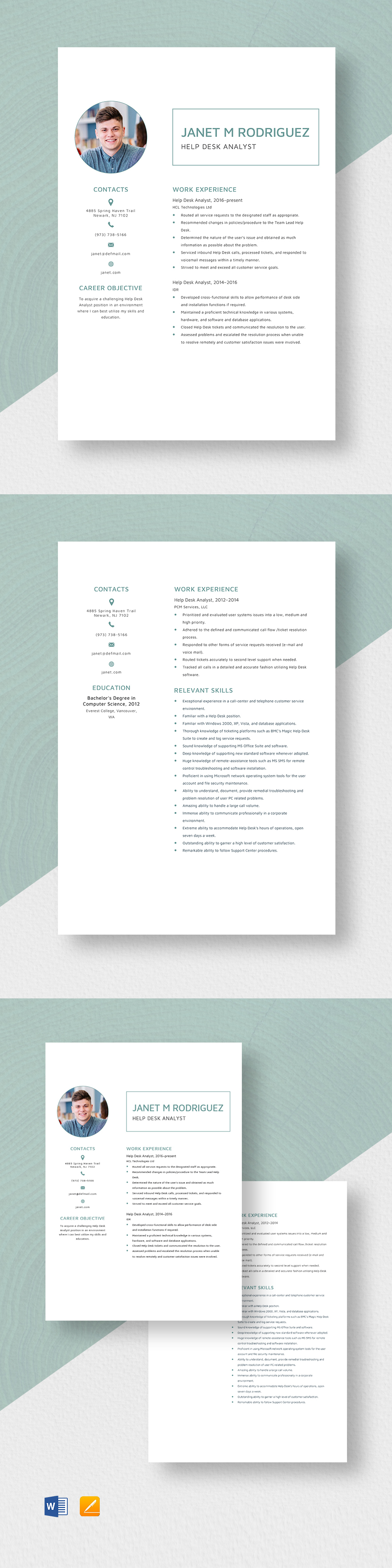 Help Desk Support Specialist Resume Template - Word, Apple Pages ...