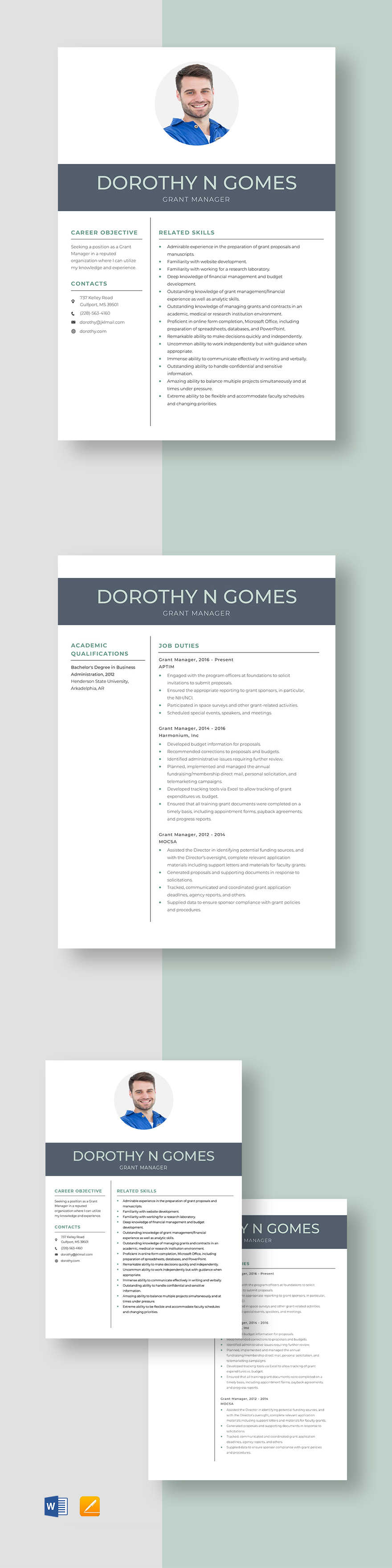 Free Grant Manager Resume Template - Word, Apple Pages | Template.net