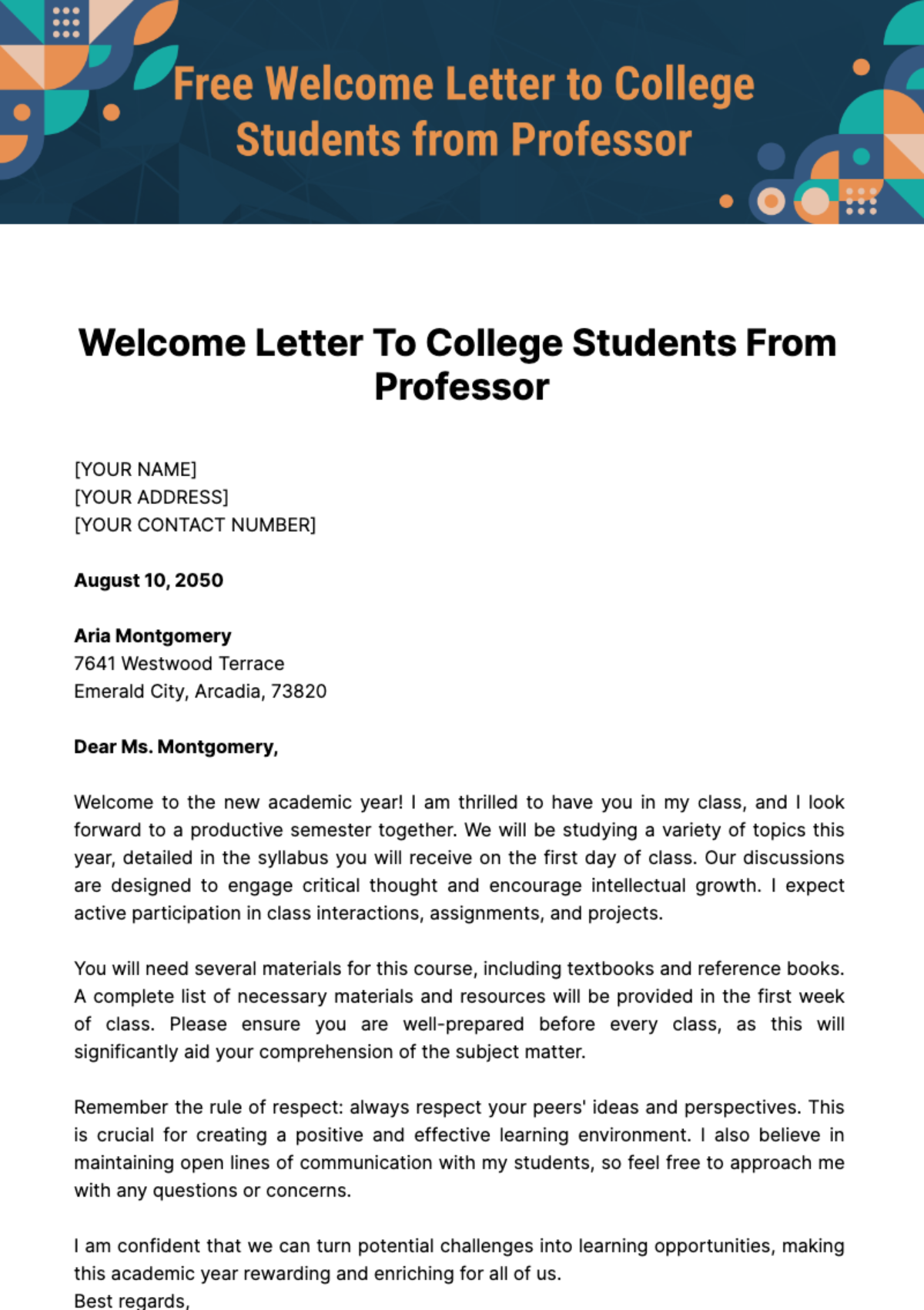 FREE College Letter Templates Examples Edit Online Download